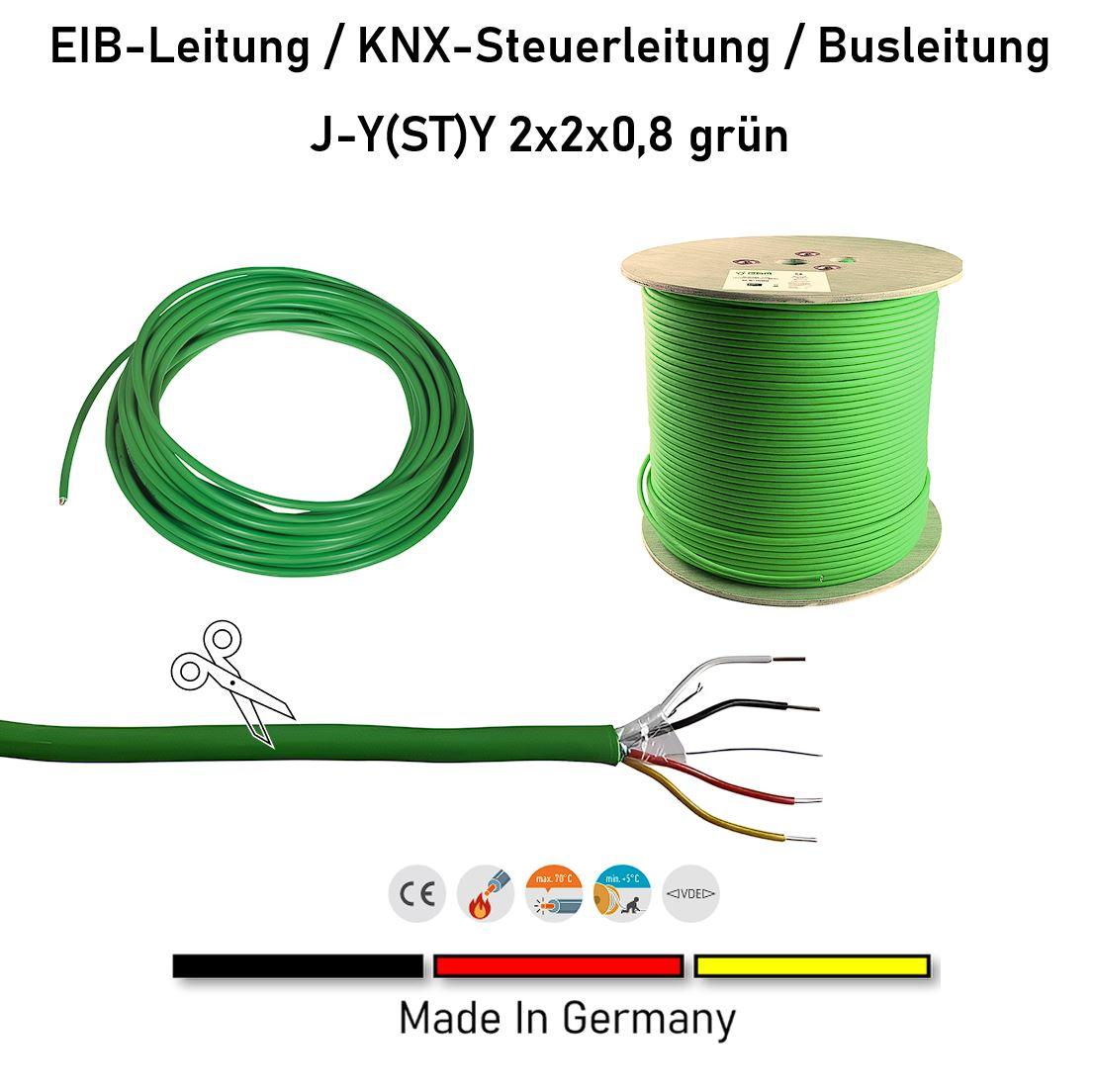EIB-Leitung / KNX-Steuerleitung / Busleitung J-Y(ST)Y 2x2x0,8 grün | 1 ...