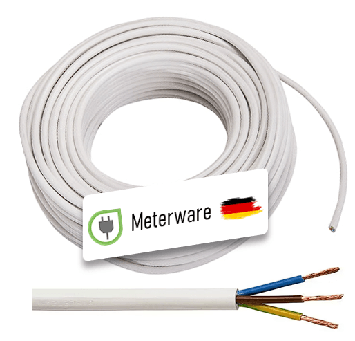 Meterware PVC-Leitung H05VV-F 3G2,5, weiß | Sanos-Elektroshop.de